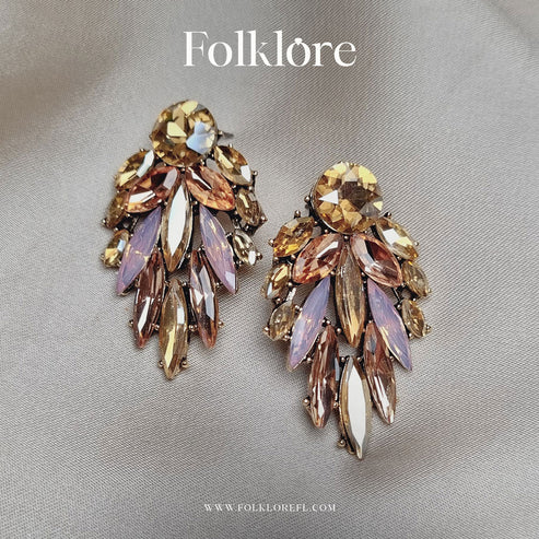 RHINESTONE AUTUMN LEAF EARRINGS – Folklorefl